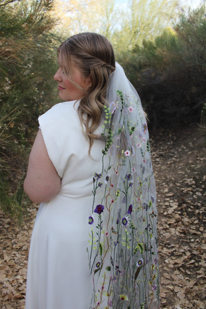 Purple Wildflower | Floral Wedding Veil – Belle Botanical Creations LLC