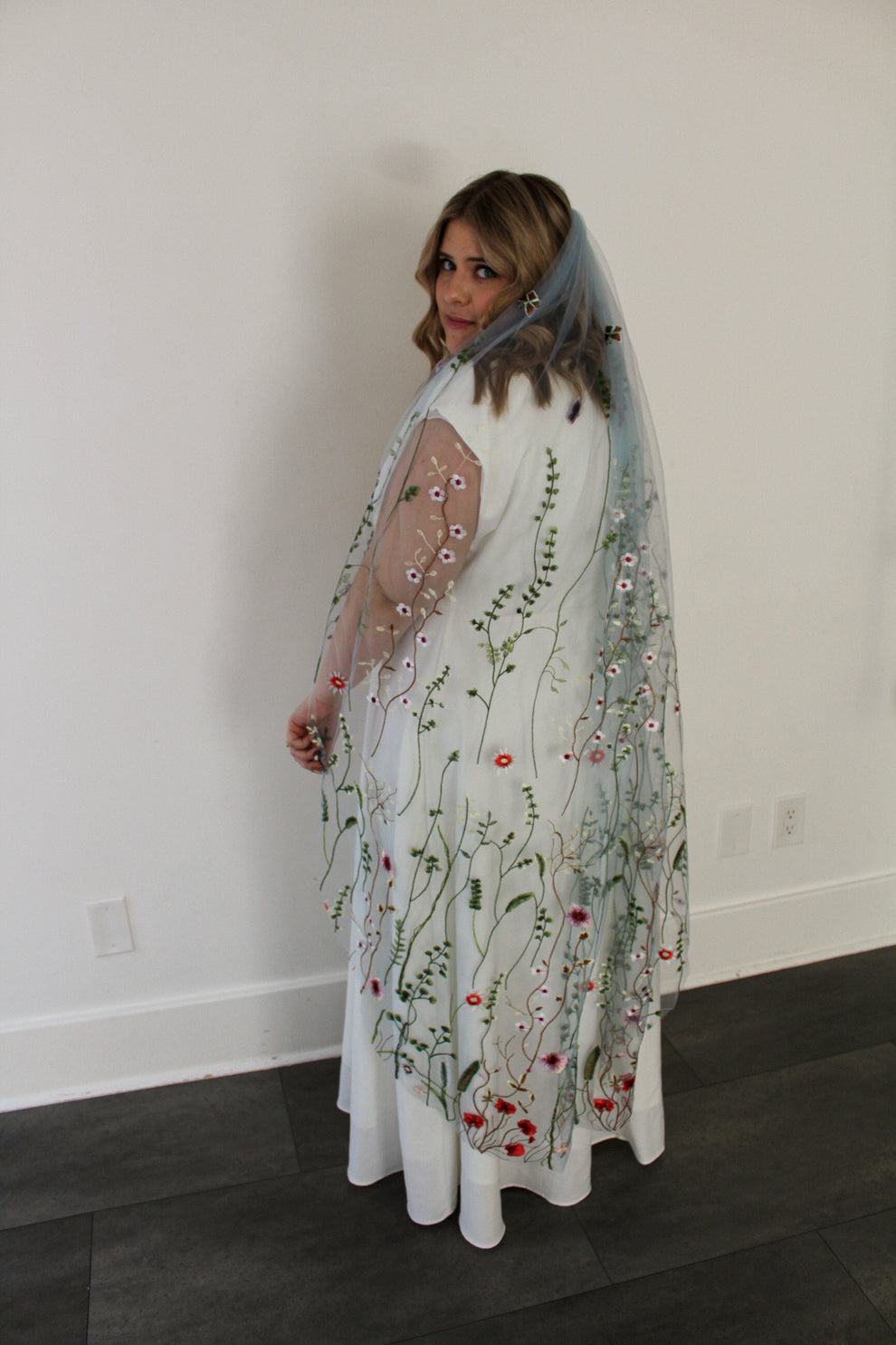 Light Blue Wildflower (limited edition) | Floral Wedding Veil – Belle Botanical Creations LLC