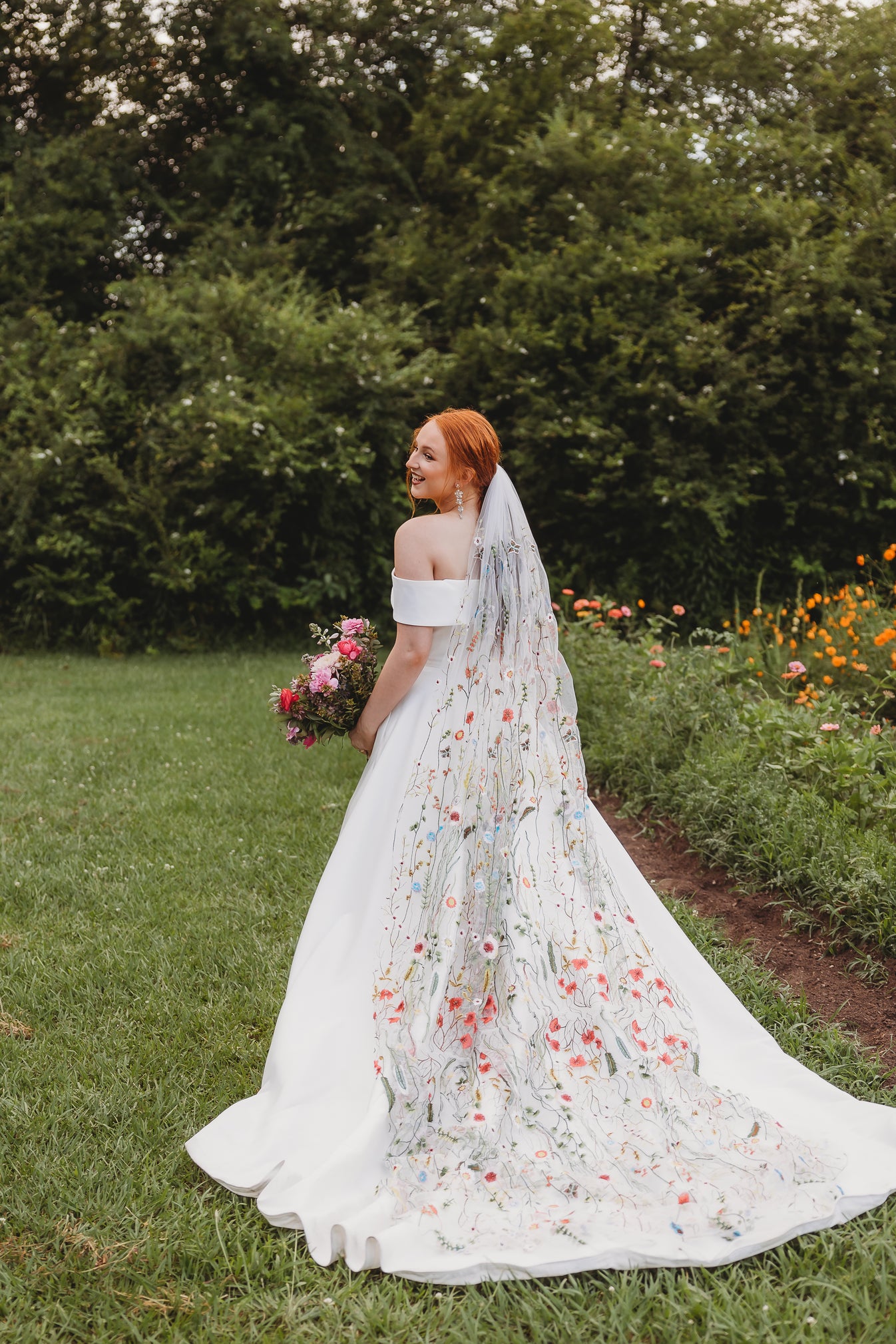 Vibrant Wildflower | Floral Wedding Veil – Belle Botanical Creations LLC